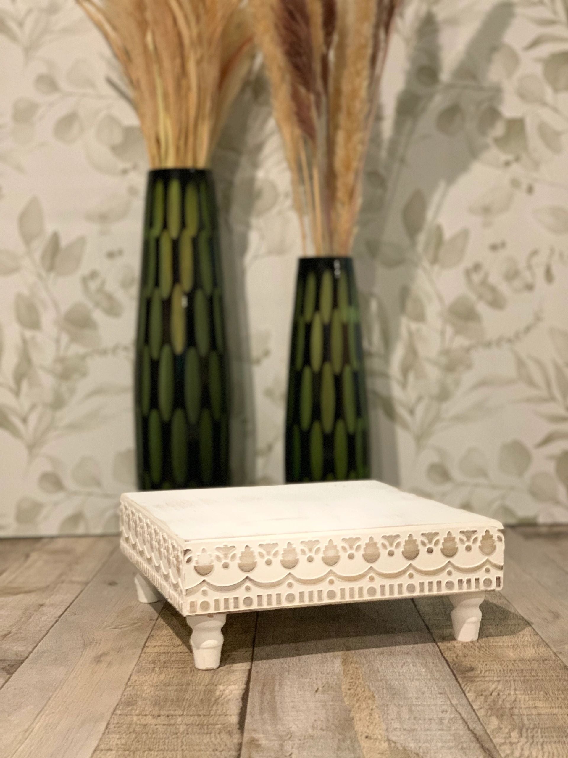 Whitewashed Square Wood Riser – BarnHill Candles and Decor